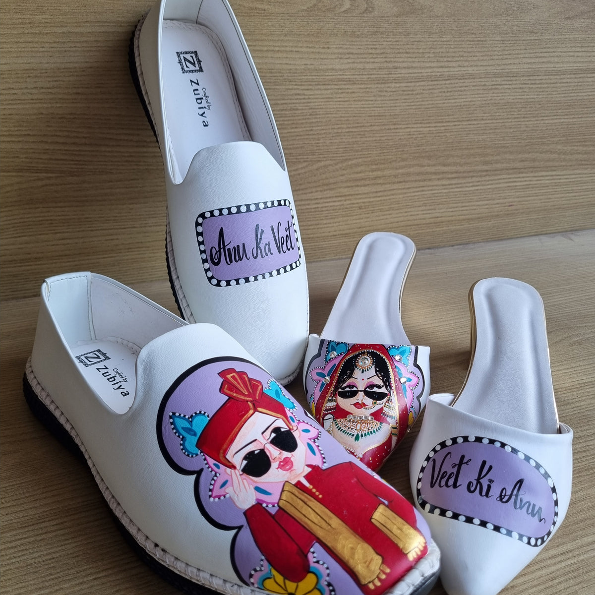 White lilac men’s Mojris -2 inch mules couple combo – zubiyastore