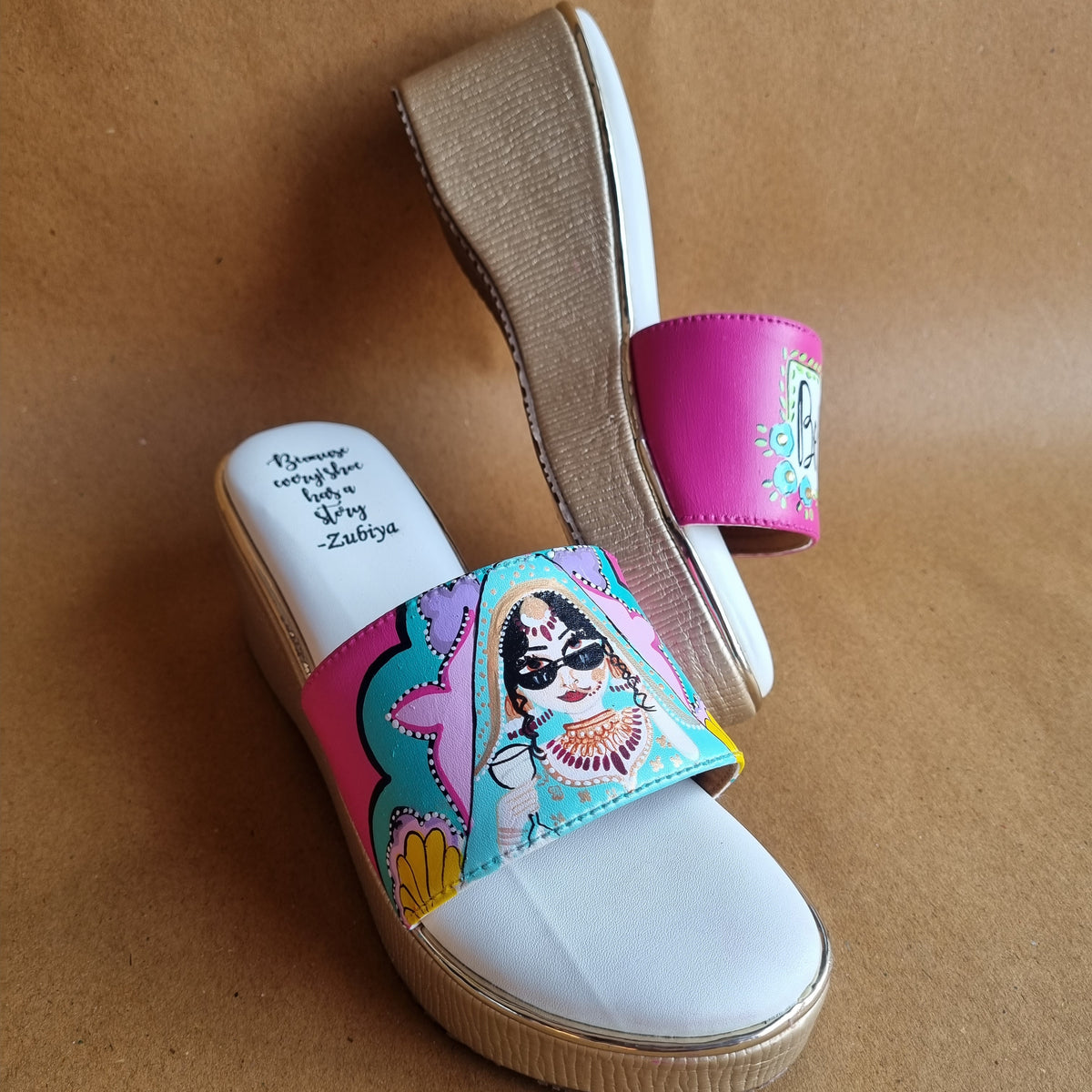 3 inch hot pink golden wedges swag dulhan heels – zubiyastore