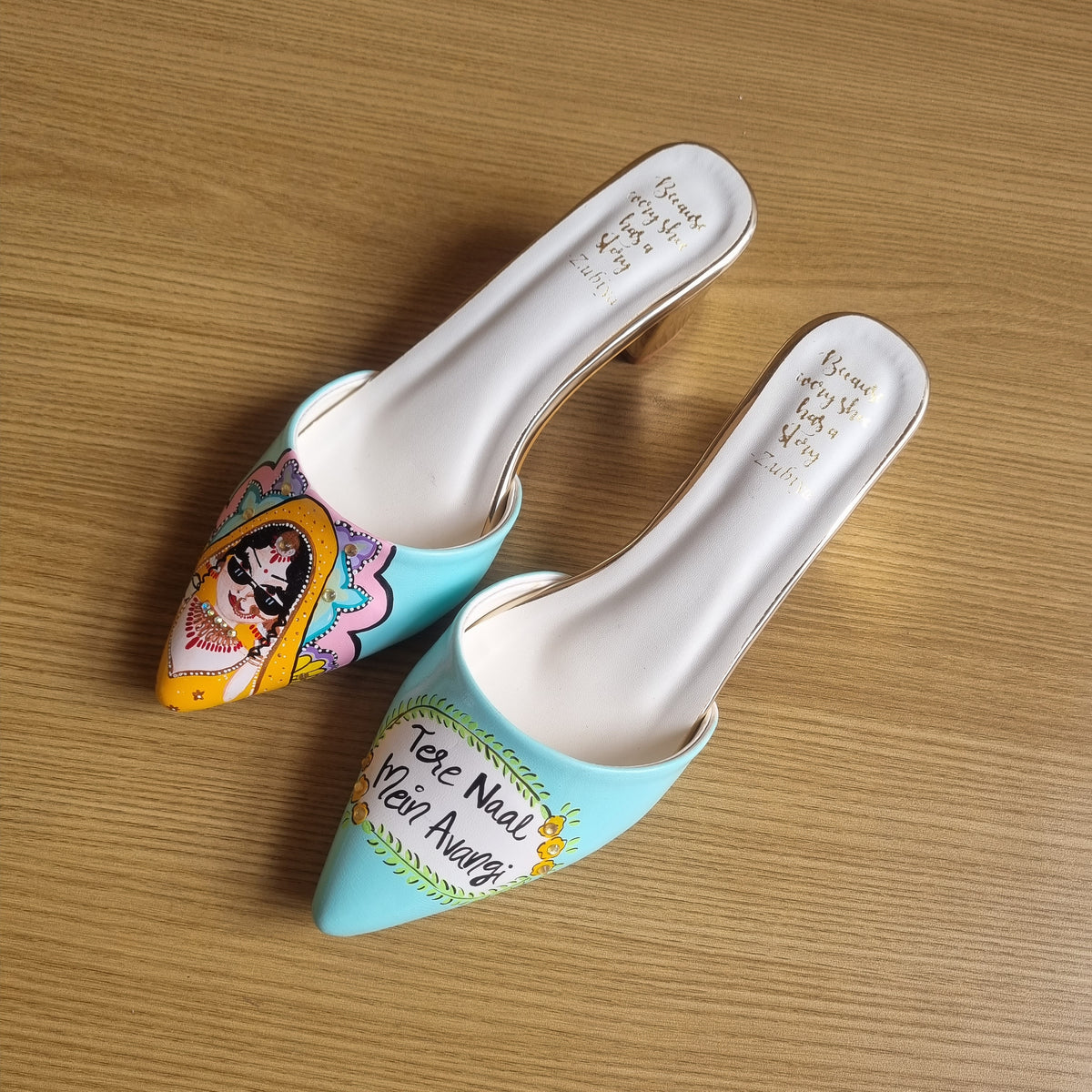 Aqua blue 2 inch mules – zubiyastore