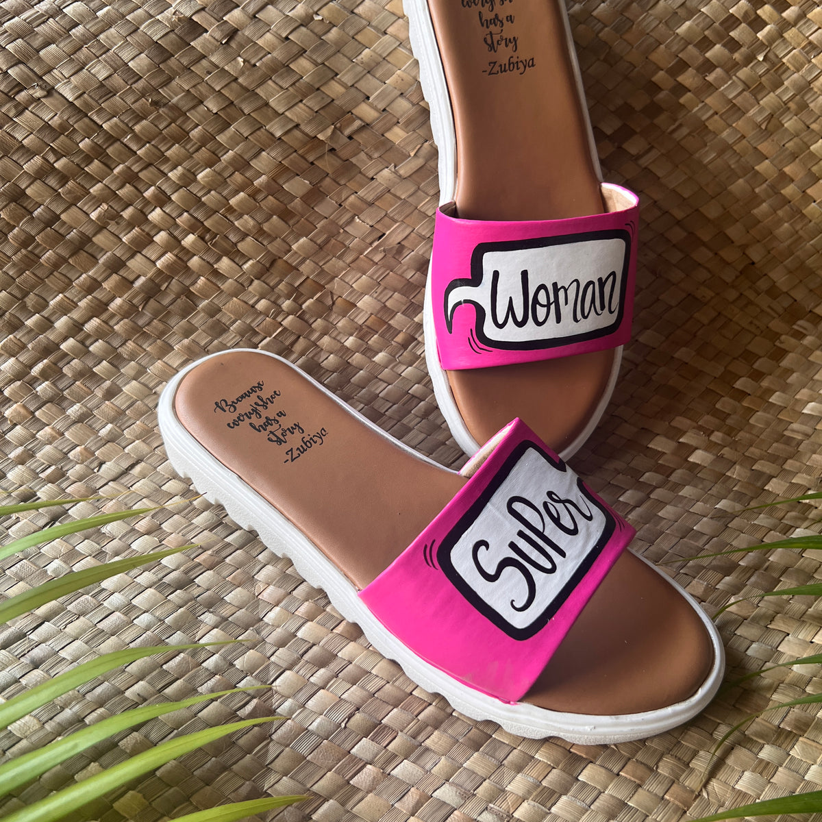 Super woman hot pink slides – zubiyastore